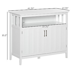HOMCOM Sideboard Buffet Cabinet, Kitchen Cabinet, Coffee Bar Cabinet with 2 Doors and Adjustable Shelves for Entryway Living Room, White