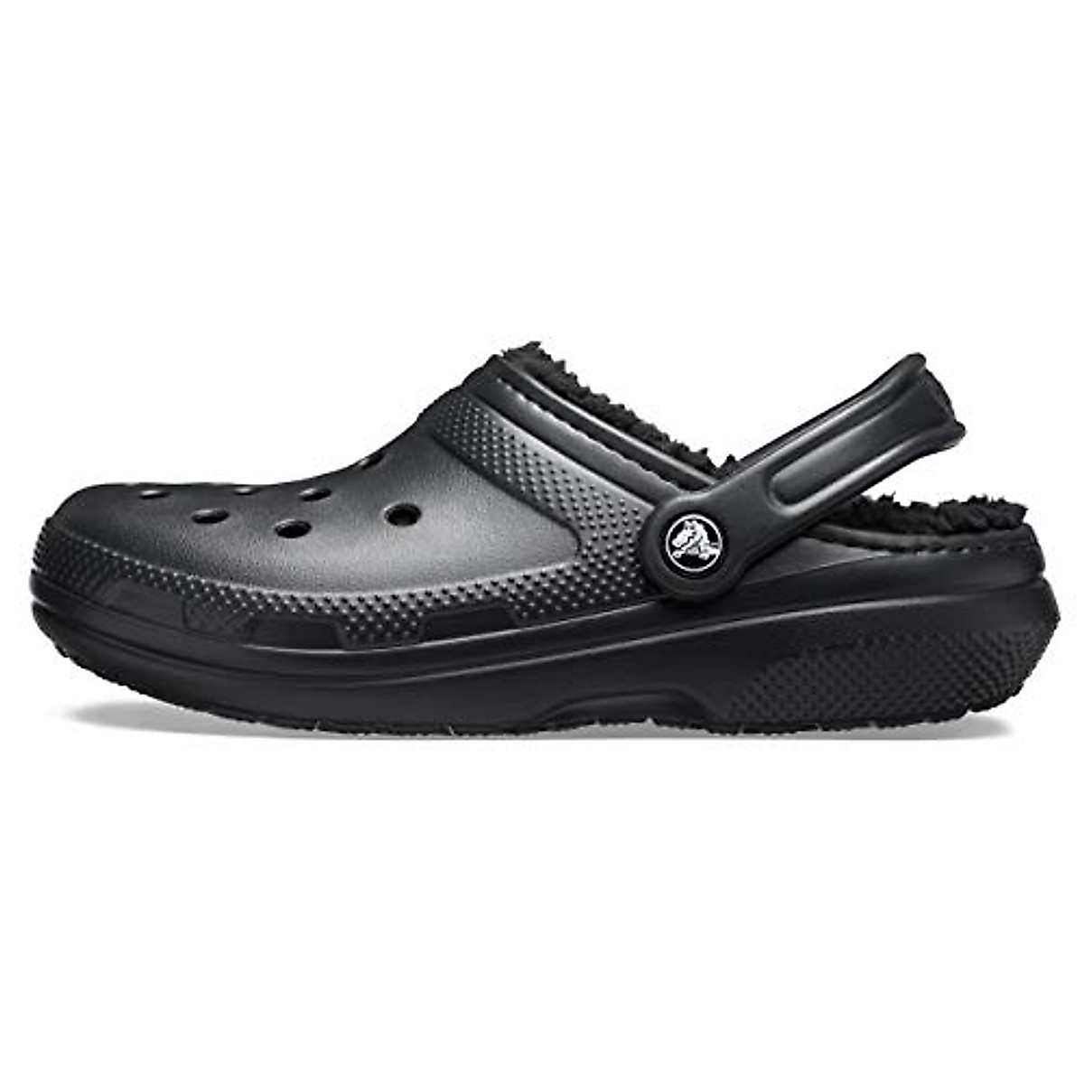 Crocs unisex adult Men's and Women's Classic Lined | Fuzzy Slippers Clog, Black/Black, 9 Women 7 Men US