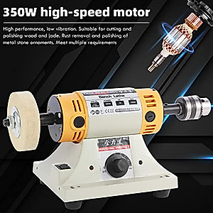 110V 350W Adjustable Speed Bench Grinder Polishing Machine For DIY Woodworking Jade Jewelry Dental Bench Lathe Machine With Metal Flexible Shaft Handle, For Engraving, Grinding and Drilling