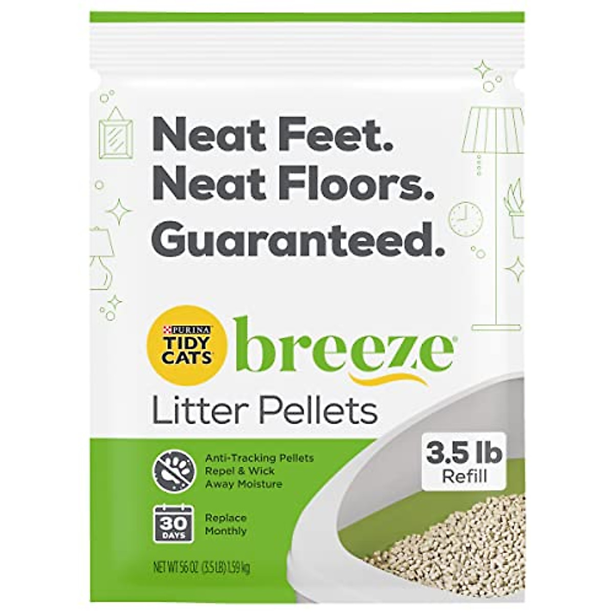 Purina Tidy Cats Breeze Litter Pellets Refill Pouch, Made for Multiple Cats, Anti-Tracking Pellets, 3.5 LB Refill Pouch (Pack of 2)