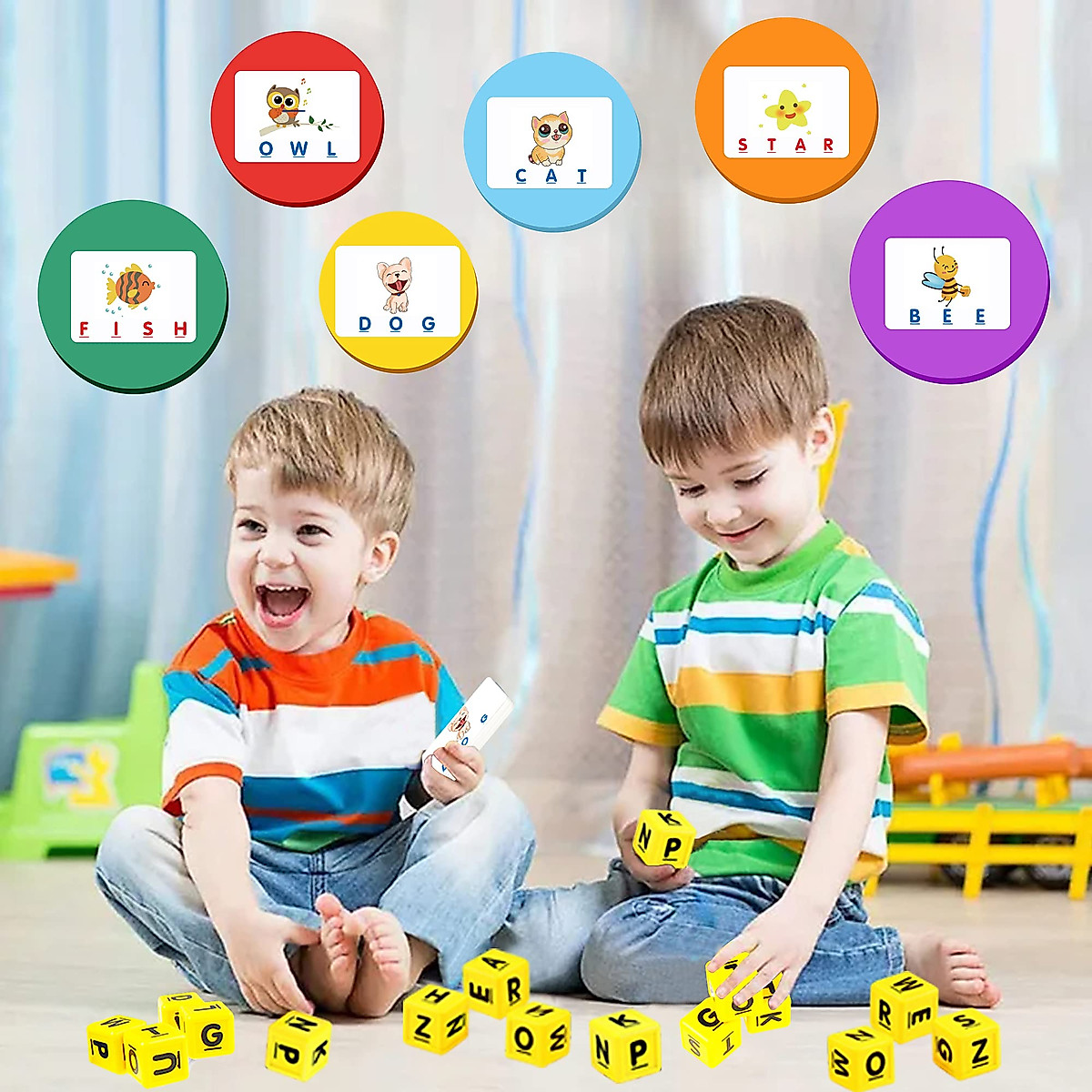 Educational Toys, Alphabet Learning Toys Flash Card Game for Toddlers 3 4 5 Year Old Preschool Matching Letter Spelling Reading Games for Kids 3-8 Years Old Boys