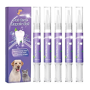 Pet Oral Repair Gel - 5 Pack Pet Oral Restoration White Gel, Targets Tartars, Without Brushing, Pet Oral Restorative Gel, Pet Oral Care Gel, Pet Breath Freshener For Dogs & Cats, 3ml