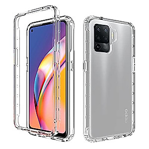 Gufuwo Case for Oppo A94 4G/Reno 5 Lite/F19 Pro/Reno 5F Case with Tempered Glass Screen Protector, Clear 360 Full Body Protection Hard Shell+Soft TPU Shockproof Cover Cases for Oppo A94 4G (Clear)