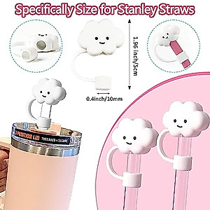 6pcs Straw Covers Cap for Stanley Cup,Cute Cloud Silicone Straw Tip Covers for Stanley 30 & 40 Oz Tumbler with Handle (Cloud)