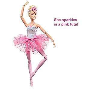 Barbie Dreamtopia Doll, Twinkle Lights Posable Ballerina with 5 Light-Up Shows, Sparkly Pink Tutu, Blonde Hair & Tiara