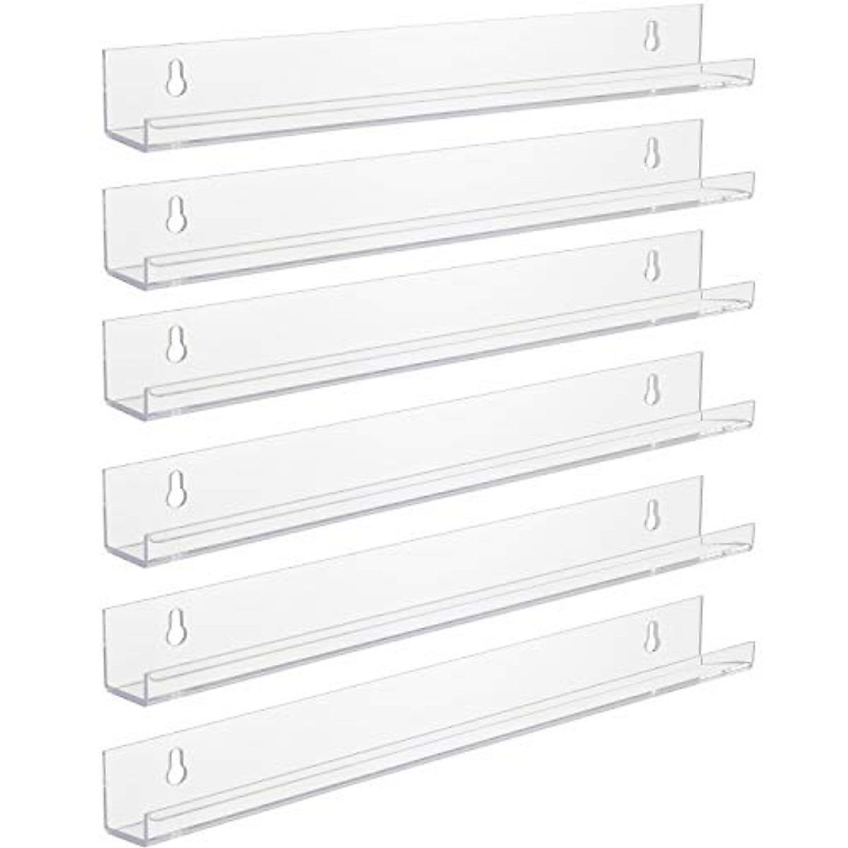 Sorbus Acrylic Shelves Wall Ledge Floating Kids Bookshelf Organizer, Clear Invisible Display, for Books, Figurine, Nail Polish Picture Frame Storage, Wall Mounted Shelves for Bathroom, Nail Salon
