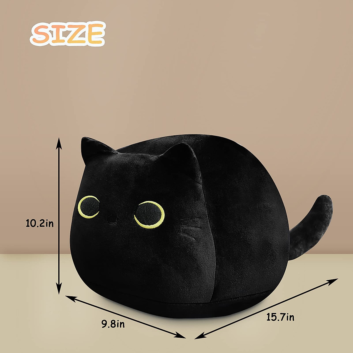 NBDIB Black Cat Plush Toy 15.7inch Black Cat Pillow for Kids and Adult Soft Stuffed Animals Plush Toy Gift for Halloween Easter Christmas Birthday
