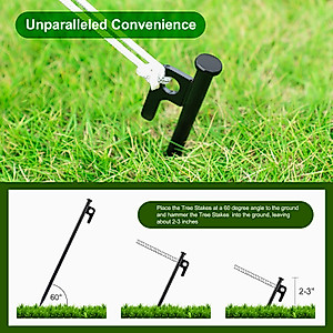 Jevrench Tree Stake Kits, Heavy Duty Tree Stakes and Supports Kits for Young Trees Against Bad Weather, 3 Pcs Tree Stake, 3 Pcs Tree Straps, 32.8 FT Rope
