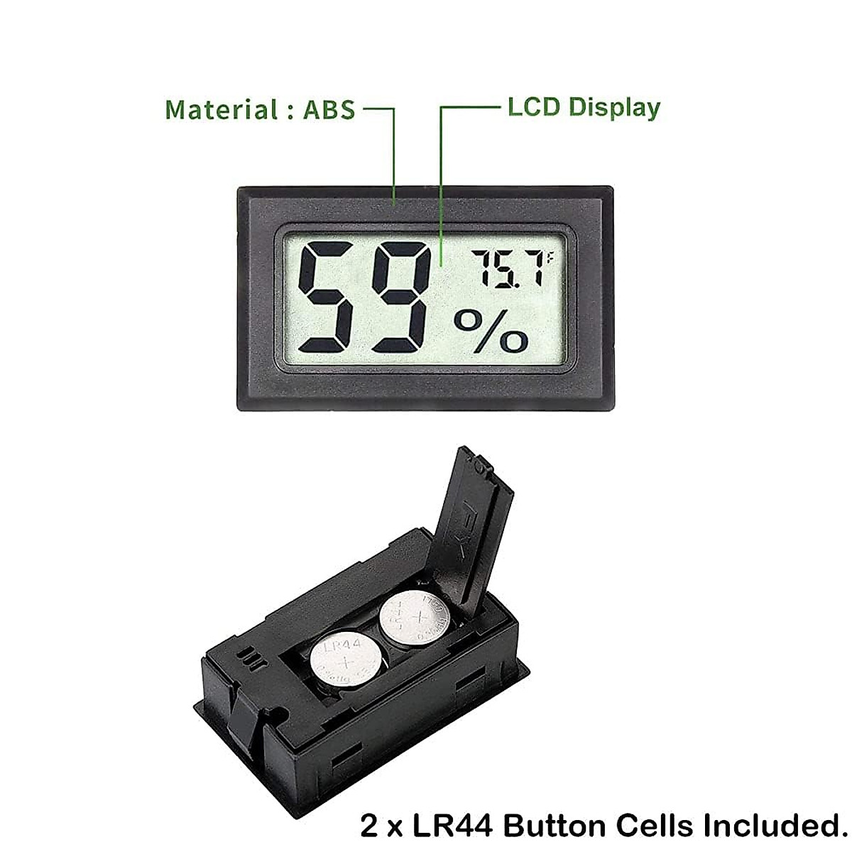 Mini Digital Thermometer and Humidity Meter, Hygrometer Without Probe, Hydrometer: Digital Temperature and Humidity Monitor for Reptile Incubator, Brooders, Garden, Greenhouse, Fridge, Experiment use