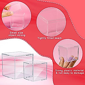 48 Pcs Clear Acrylic Plastic Boxes for Display Small Acrylic Box with Lid Clear Plastic Square Cube Transparent Decorative Box Tiny Jewelry Storage Boxes Organizer Candy Containers, 2 Sizes
