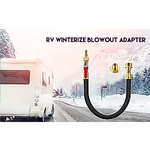 HQMPC 20" RV Winterizing Kit Sprinkler Blowout Adapter with 1/4" Plug Shut Off Valve 3/4" GHT Connect Air Compressor Water Blow Out Fitting Adapter for Winterize RV Camper Travel Trailer (Total 20")
