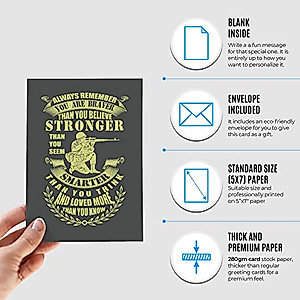 Motivational card for soldier, veteran with envelope | A great inspirational card to show appreciation for a militar on a special day (Birthday, retirement, graduation.)