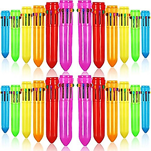 Frienda 24 Pieces 10-in-1 Retractable Ballpoint Pens shuttle pens Multicolor Pens Colorful Retractable Mini Shuttle Pens for Office School Supplies Students Children Kids