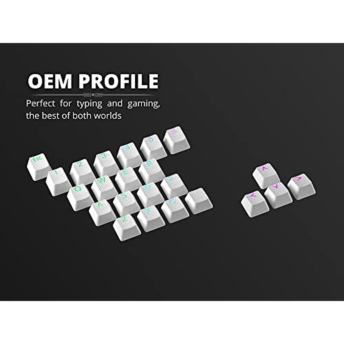 Ranked Rubber Keycap Set | Double Shot Translucent | OEM Profile for Mechanical Gaming Keyboard (White, 23 Keys)
