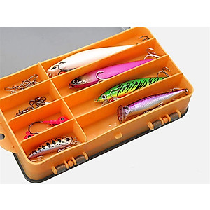 Toasis Two Sided Plastic Box Fishing Lure Storage Container Organizer Small Fishing Tackle Box (Orange)