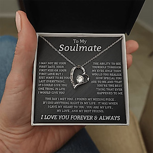 Beautiful Soulmate Necklace To My Beautiful Wife Necklace My Future Wife Gift Soulmate Jewelry Forever Love Necklace (18k Yellow Gold Finish (Luxury Box))