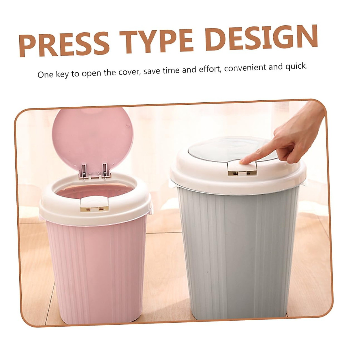 Cabilock Garbage can Rubbish Bins with lids Mini Desktop Trash bin Kitchen Waste Bins Garbage Container Plastic Garbage Bins Retro Waste Bin Spring Trash can Office Laundry Basket pp Indoor