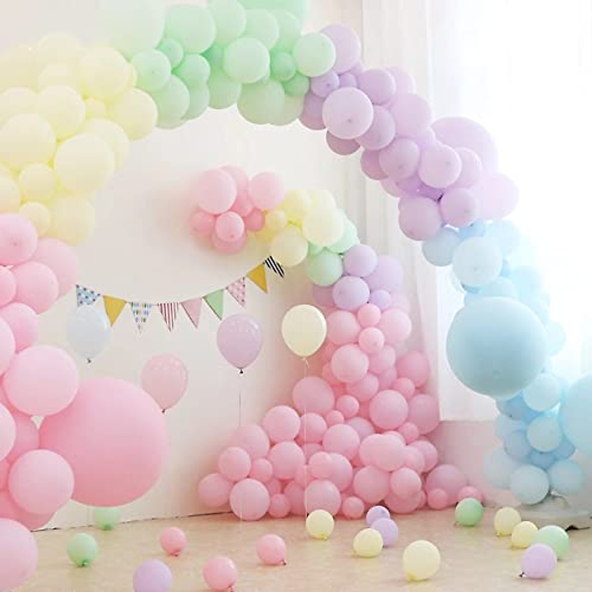 Pastel Balloons Garland Arch Kit 143pcs Macaron Rainbow Balloons Birthday Party Background Decoration Girl Baby Shower Donuts Ice Cream Party Supplies Pink Blue Green Balloons