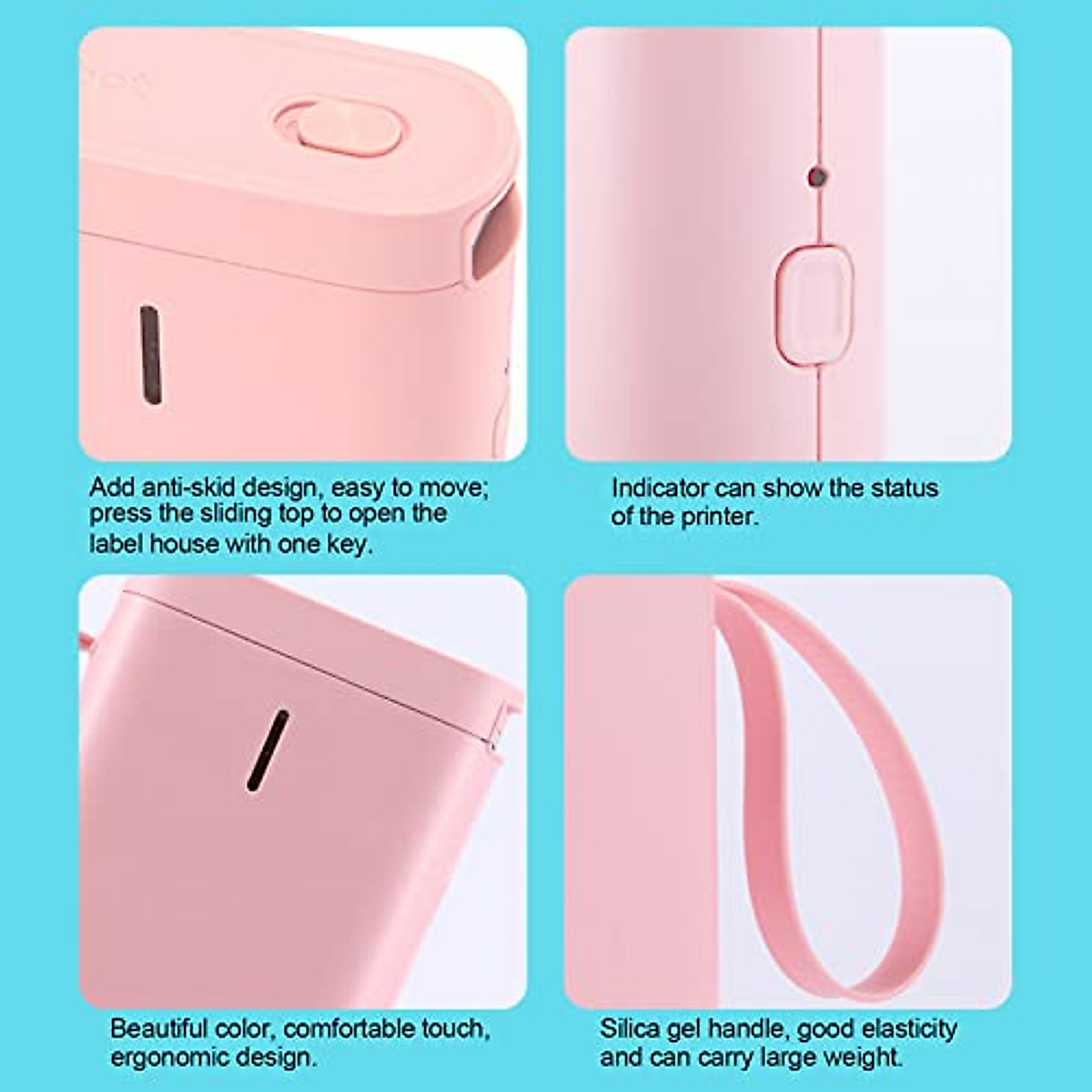 Leepesx Label Maker Machine with Tape, Portable Handheld Thermal Label Printer, Wireless BT Label Maker Sticker Machine, for Home Office School Supermarket Store (Pink)