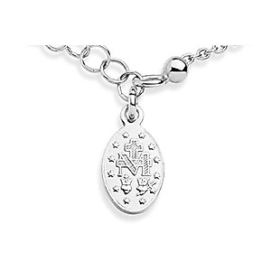 Miabella 925 Sterling Silver Italian Rosary Cross Bead Charm Link Chain Bracelet for Women Teen Girls, Adjustable, Made in Italy (Length 6 to 7 Inch)