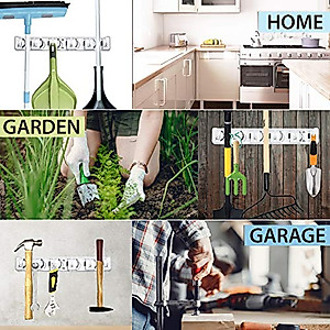 Guay Clean Broom and Mop Holder - Garden Tool Organizer - Home Storage Utility Rack- Strong Grip Hangers with Foldable Hooks - Heavy Duty Wall Mounted Shelf System - Fixed