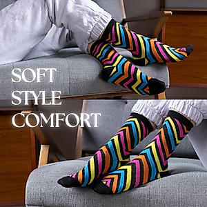 Tipi Toe Women's 12 Pairs Lightweight Colorful Funny Monster Faces Striped Patterned Crazy Socks For Women Size 9-11, WC81-T1