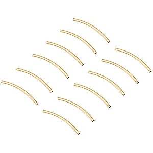 PH PandaHall 14K Gold Tube Beads 30pcs Noodle Tube Spacer Beads 30mm Long Tube Beads Brass Beads Twist Curved Spacer Beads for Memory Wire Necklace Bracelet Jewelry Making