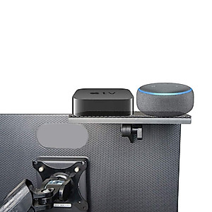 YOKEPO Platform Solid Screen Shelf Adjustable Mount Desktop PC Monitor Used to Place Cable Box Speakers Apple TV PlayStation Camera Frames Remote (Black, New 8 inch)