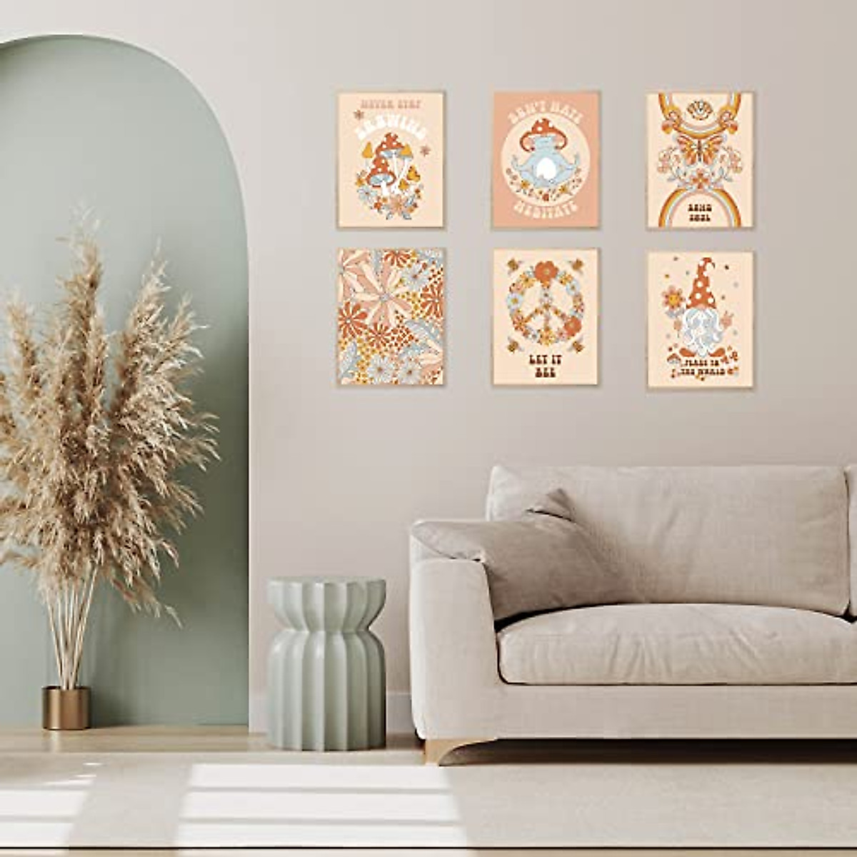 60S 70s Vintage Wall Art Poster Groovy Room Decor Aesthetic Retro Hippie Flower Wall Art Prints Positive Slogan for Bedroom Living Room Wall Decor (70s Positive Poster, 8"x10" UNFRAMED)