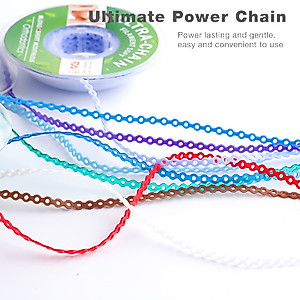 faruijie Colourful Elastic Power Chain for Braces Dental Orthodontic Powerchains 3 Sizes Ortho Rubber Band(Long,Black 9#)