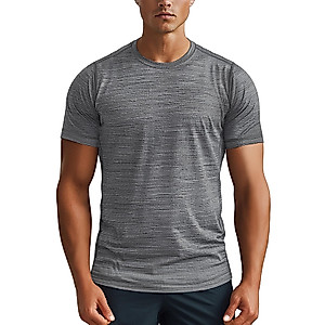 Zengjo Mens Athletic Shirts Short Sleeve Quick Dry Moisture Wicking(Charcoal,M)