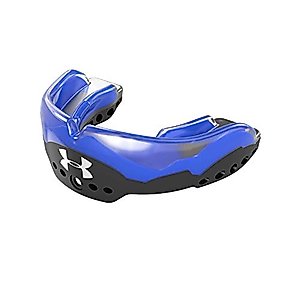 Under Armour Gameday Elite Mouth Guard for Football, Lacrosse, Basketball, Hockey, Boxing etc. Sports Mouthguard. Includes Detachable Helmet Strap. Protectar Bucal, OSFA, Blue