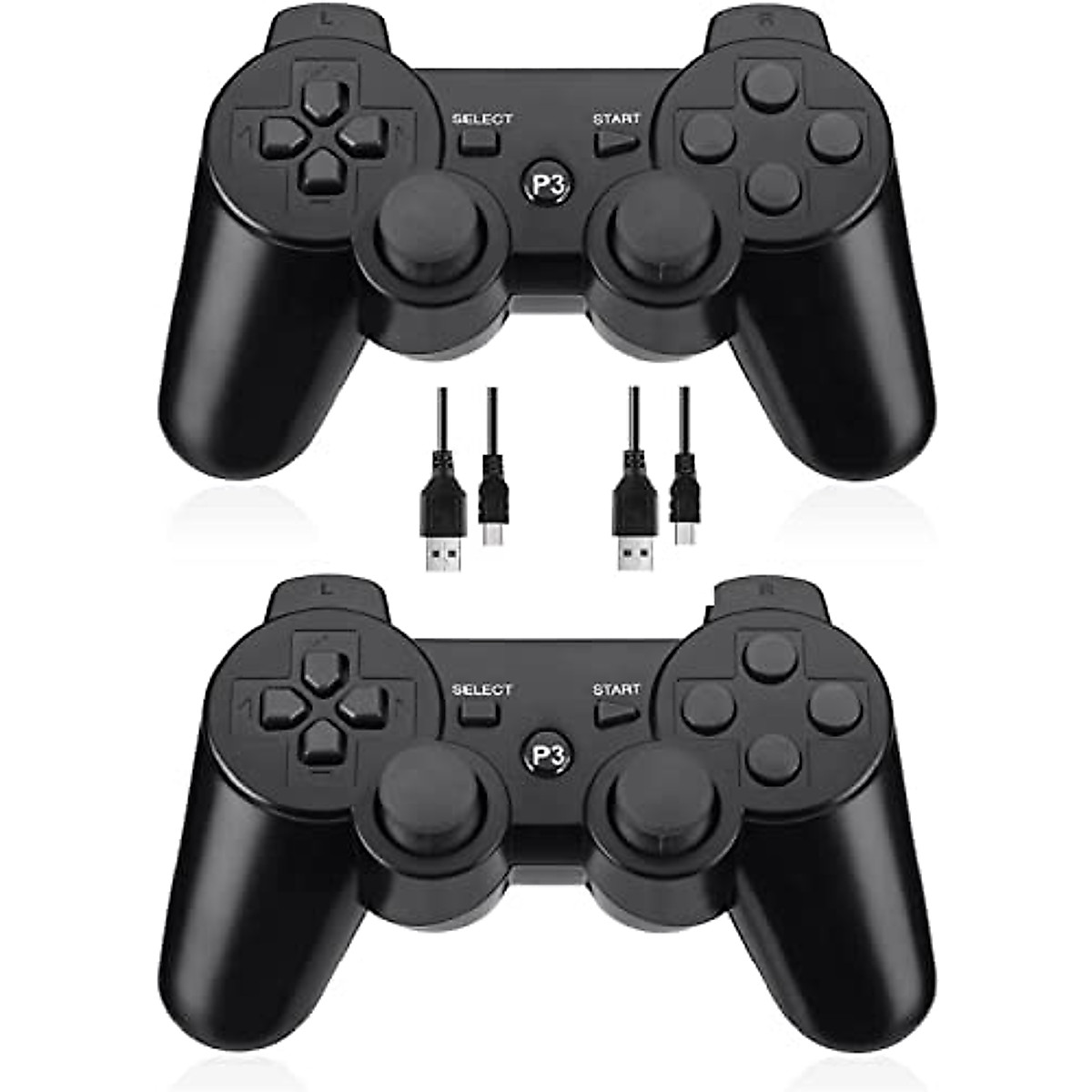 Lyyes Wireless Controller 2 Pack for PS-3,Double Shock,Rechargeable Analog Joystick,Remote for PS-3