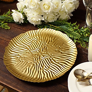 TABLECLOTHSFACTORY 12" Gold Wavy Hairpin Leg Metal Serving Tray Dessert Display, Pedestal Wedding Cake Cupcake Stand Centerpiece