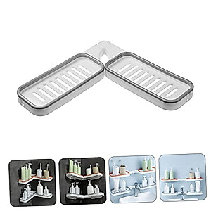 OSALADI Corner Shelf Sink Drain Rack Sink Storage Rack Wall Coner Shelf Draining Wall Shelf Bathroom Wall Shelf Bathroom Wall-Mount Rack Commodity Shelf Bathroom Finishing Rack Pp 1pc