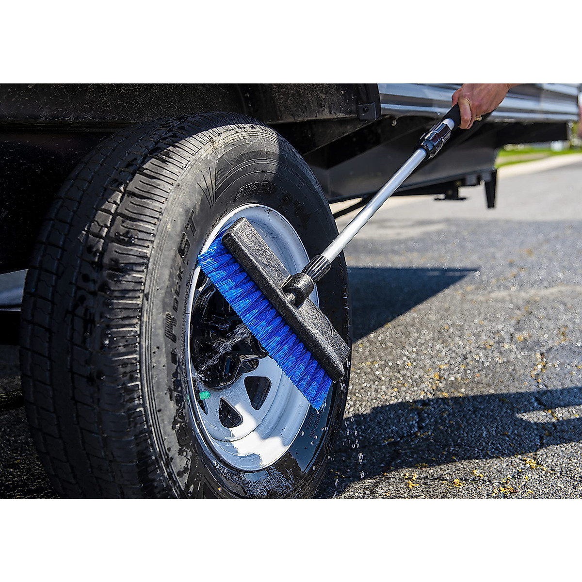 Harper 37518600 6-Piece Car Wash Brush Set with Telescoping Flow-Through Handle, (3) Brush Heads, (1) Soft Hand Brush and (1) Stiff Hand Brush