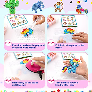 Meland Fuse Beads Kit - 11,000 pcs 36 Colors Fuse Beads Craft Set for Kids- 5MM Fuse Beads Set Including 5 Pegboards, Ironing Paper & Chain Accessories Iron Beads Christmas Birthday Gift