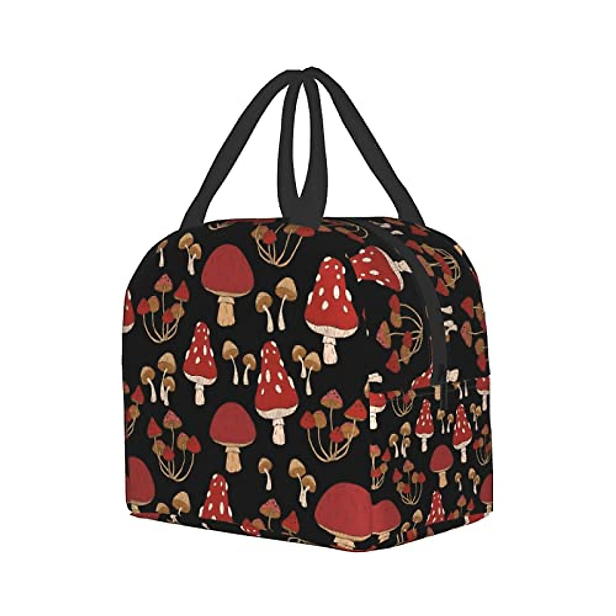Lunch Bag Red Mushrooms Print Insulated Lunch Box Reusable Lunch Bags Meal Portable Container Tote For Men Women Work Travel Picnic