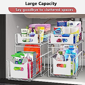 PIGTAB Under Sink Organizers and Storage - Efficient Bathroom Organization and Kitchen Organizer with Anti-Drop Design (2-Pack, White)…