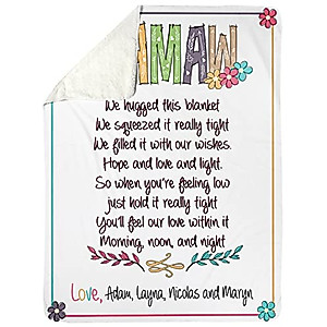 Personalized Grandma Blanket - Custom Grandma with Grandkids Name, Mothers Day Chirstmas Blanket Gift for Grandma, Nana, Mimi (A 8)
