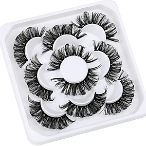 Lanflower Russian Strip Lashes D Curl Wispy Eye Lashes Eyelashes Natural Look 3D False Eyelashes Pack