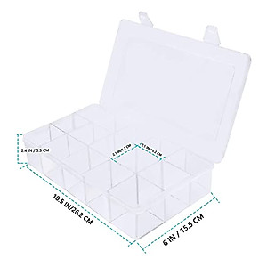 Havamoasa Jewelry Thread Box Embroidery Clear Plastic Storage Case Organizer Container with Removable Dividers-15 Grid