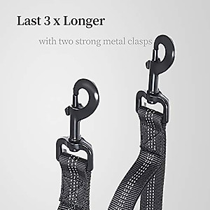 iYoPets Double Dog Leash with Two Extra Traffic Handles, 360 Swivel No Tangle Dual Dog Walking Leash, Comfortable Shock Absorbing Reflective Bungee for Two Dogs (18~120 lbs, Black)