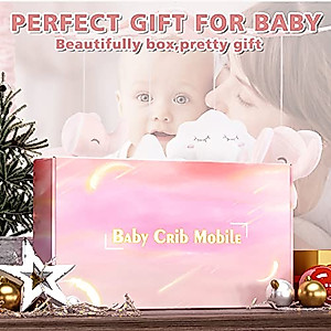 FEISIKE Crib Mobile for Girls with 3 Modes Music Box（Turn Only, Music Only, Turn & Music),12 Lullabies,Pink Elephant Nurser Mobile,Clamp Type,Pretty Box Packaging