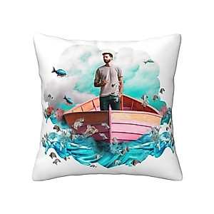 Boat Ocean Throw Pillow Covers 14x14 Throw Pillows Set of 4 Winter Decorations for Home Porch Enhance Your Living Room or Couch with Cozy Fall and Halloween Themes Bringing Warmth to Your Home Decor