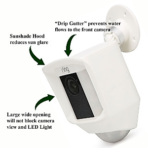 Silicone Skin Case Cover Compatible with Ring Spotlight Cam Battery or Solar, Offer Sun Glare UV Weather Protection & Disguise Spot Light Security Camera - White