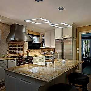 VONN VMC31620AL Atria 20" LED Chandelier, Adjustable Suspension Fixture, Modern Square Chandelier Lighting in Silver