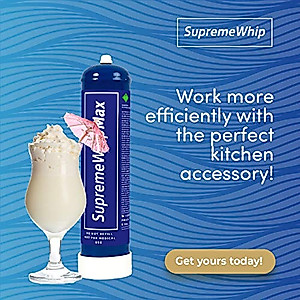 SupremeWhipMax Whipped Cream Chargers - Pure Culinary Gas Whipped Cream Charger Cylinder - 0.95 L (580 gram) Compatible with Standard Cream Whippers