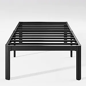 Hunlostten 18in Twin XL Heavy Duty Bed Frame No Box Spring Needed, Tall Metal Twin XL Platform Bed Frame with Round Corners, Easy Assembly, Noise Free, Black