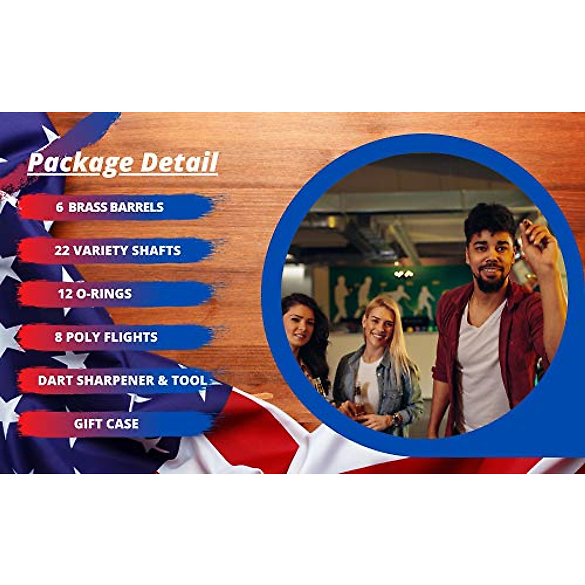 Steel Tip Darts Set - Professional Darts Steel Tip for Dartboard - Includes Brass Barrels + Plastic & Aluminum Shafts + Rubber O'Rings + Flights + Darts Sharpener + Wrench (22g- USA -STC10420)